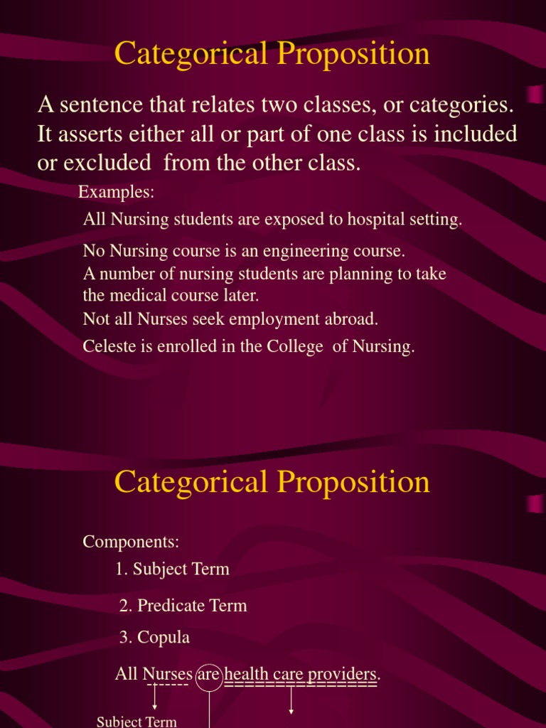 Categorical Proposition | PDF | Logical Expressions | Interpretation ...