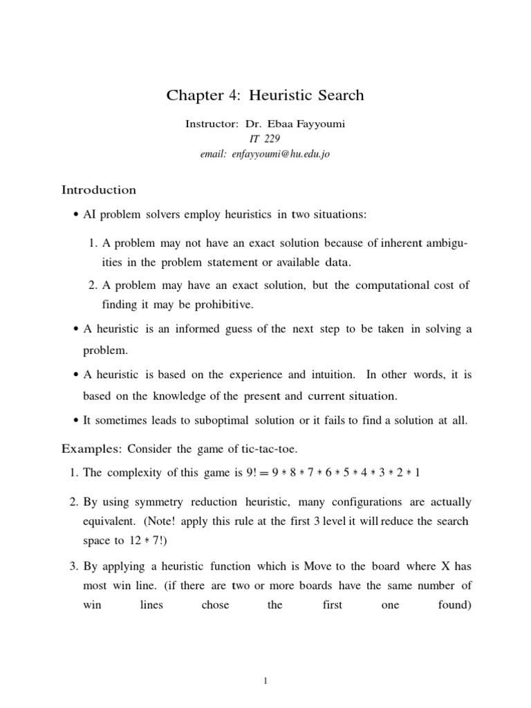 Chapter4 - Heuristic Search | PDF | Algorithms | Areas Of Computer Science