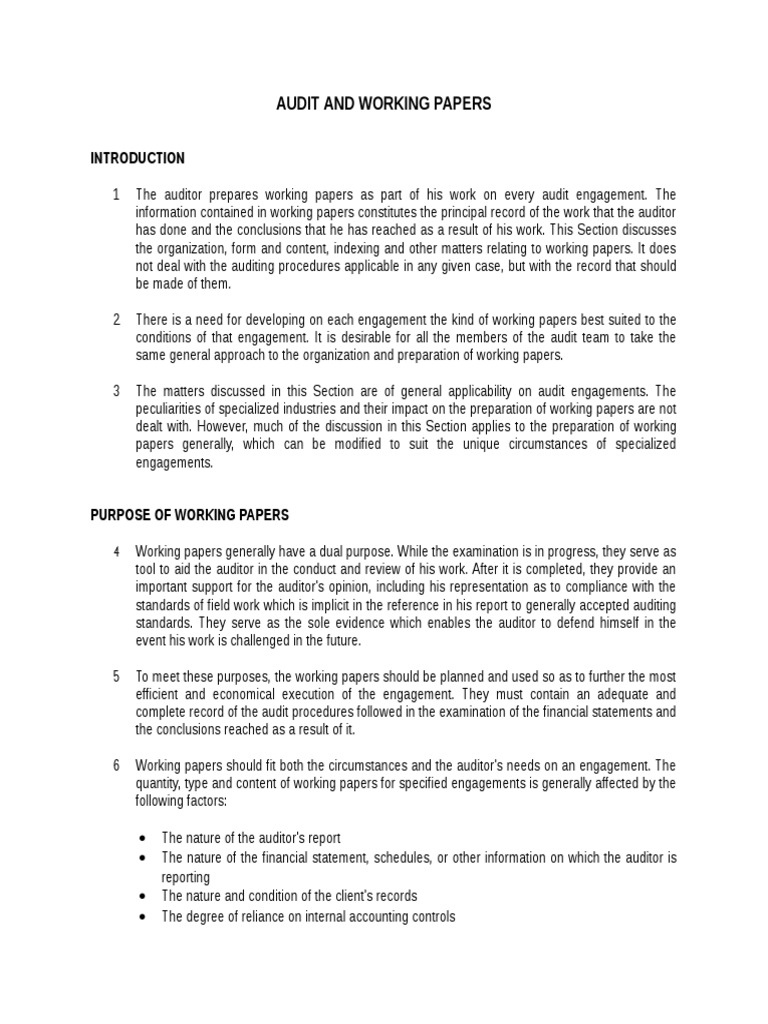 Audit and Working Papers | Financial Audit | Accounting