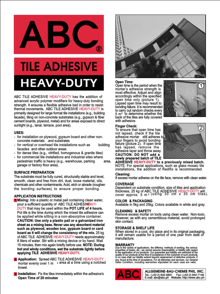 ABC Tile Adhesive Heavy Duty | Adhesive | Tile ABC Tile Adhesive Heavy Duty | Adhesive | Tile