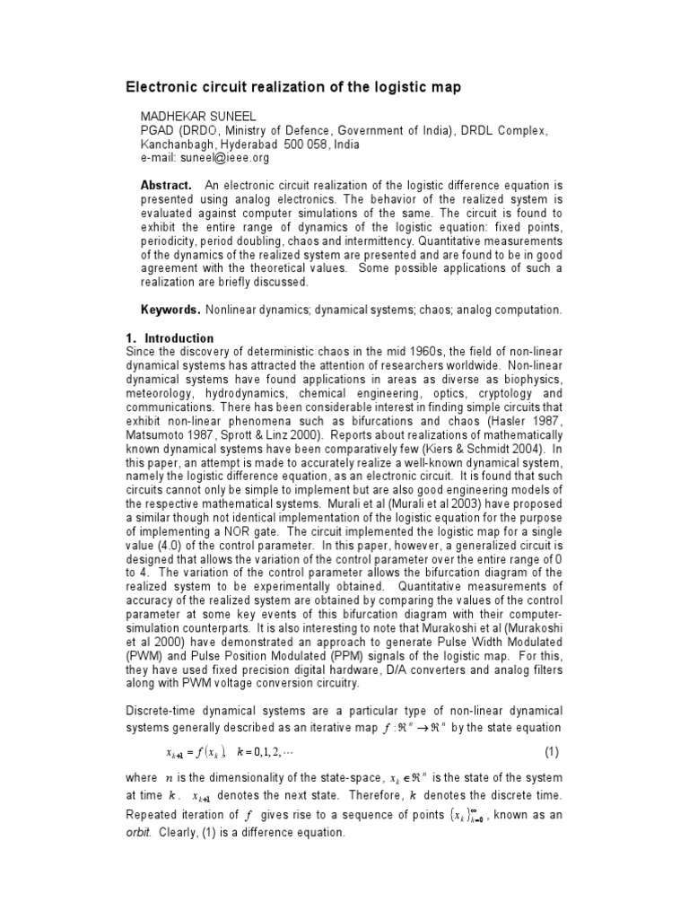 Logistic Map Circuit PDF | PDF | Chaos Theory | Amplifier