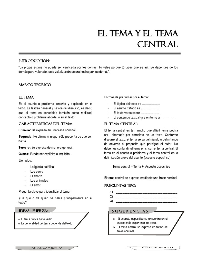Definición y características del tema central | PDF | Crecimiento ...