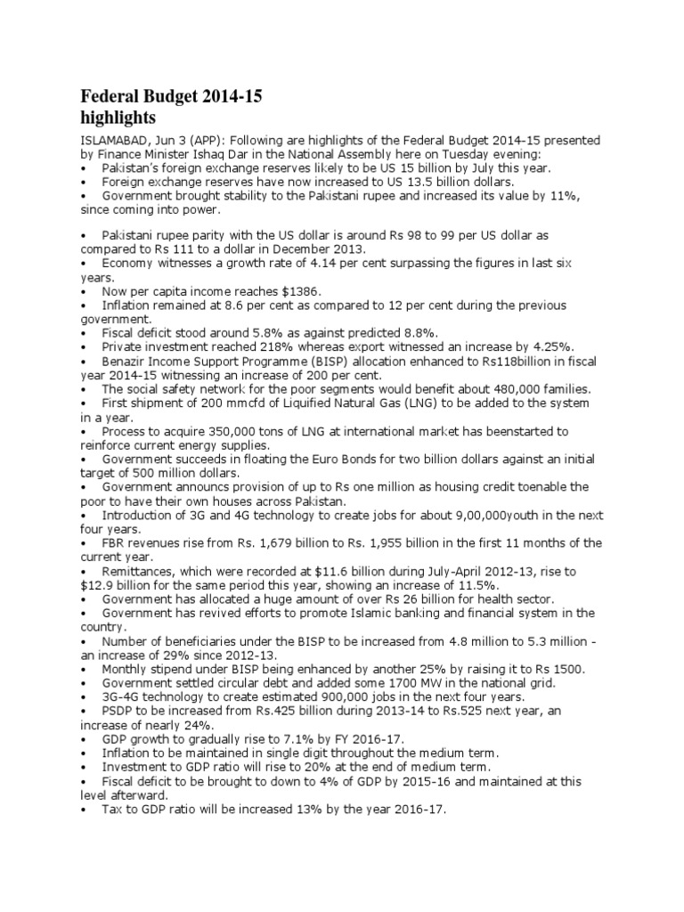 Federal Budget 2014 | PDF | Government Budget Balance | United States ...