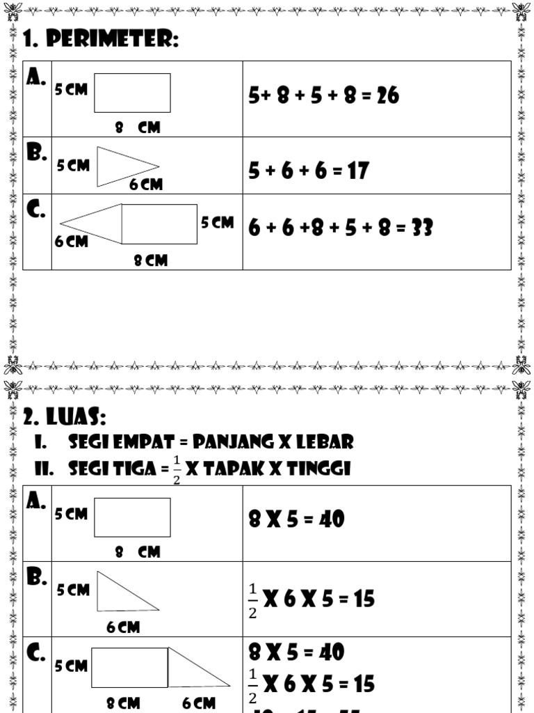 Perimeter, Luas Dan Isipadu | PDF