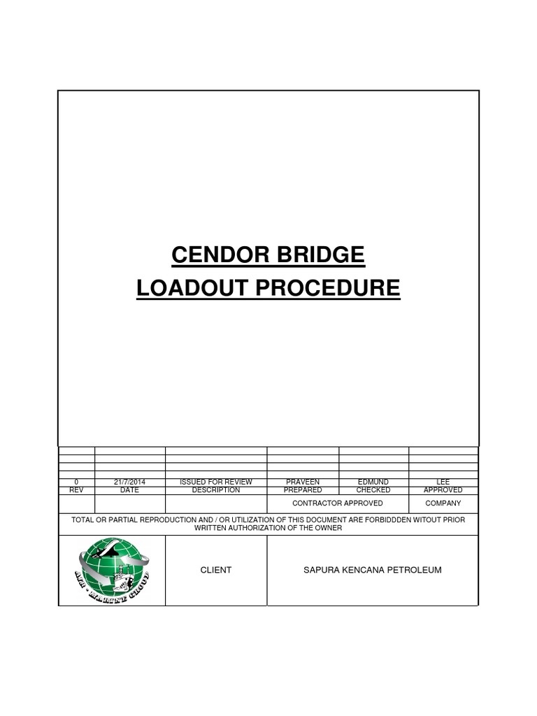 Cendor Bridge Loadout Procedure Guide | PDF | Water Transport | Nature