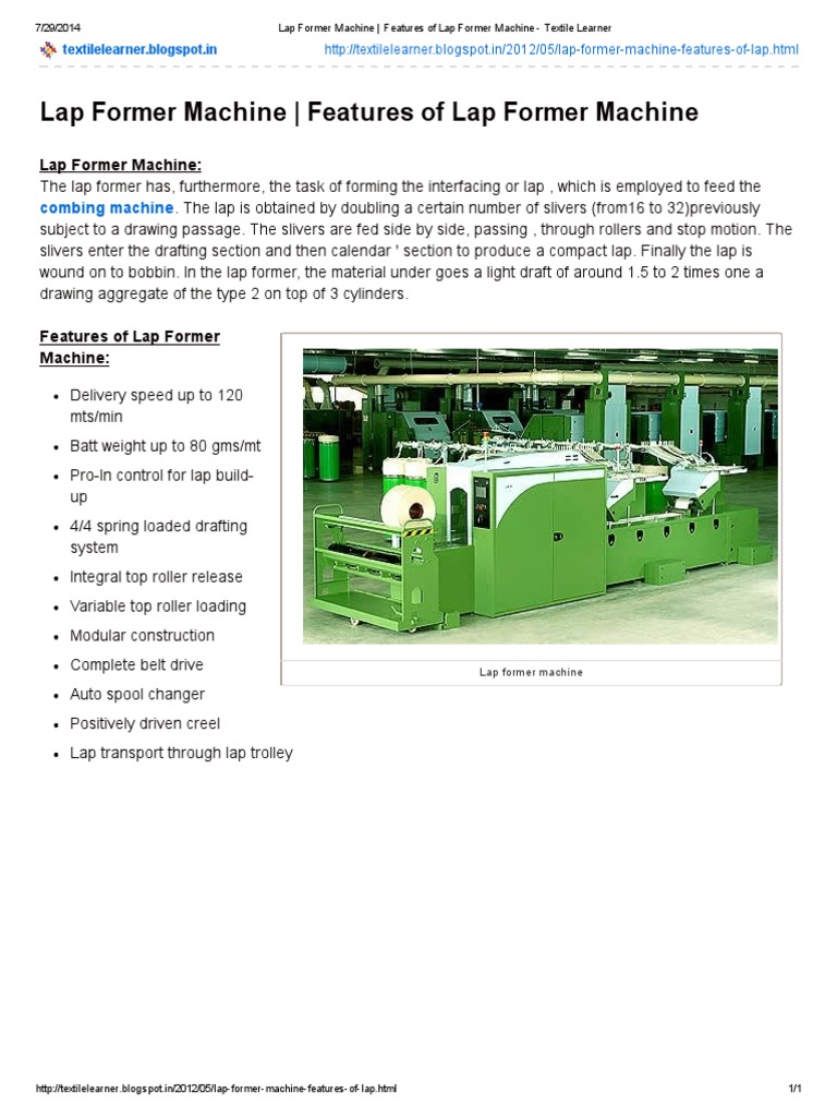 Features of Lap Former Machine | PDF | Mechanical Engineering ...