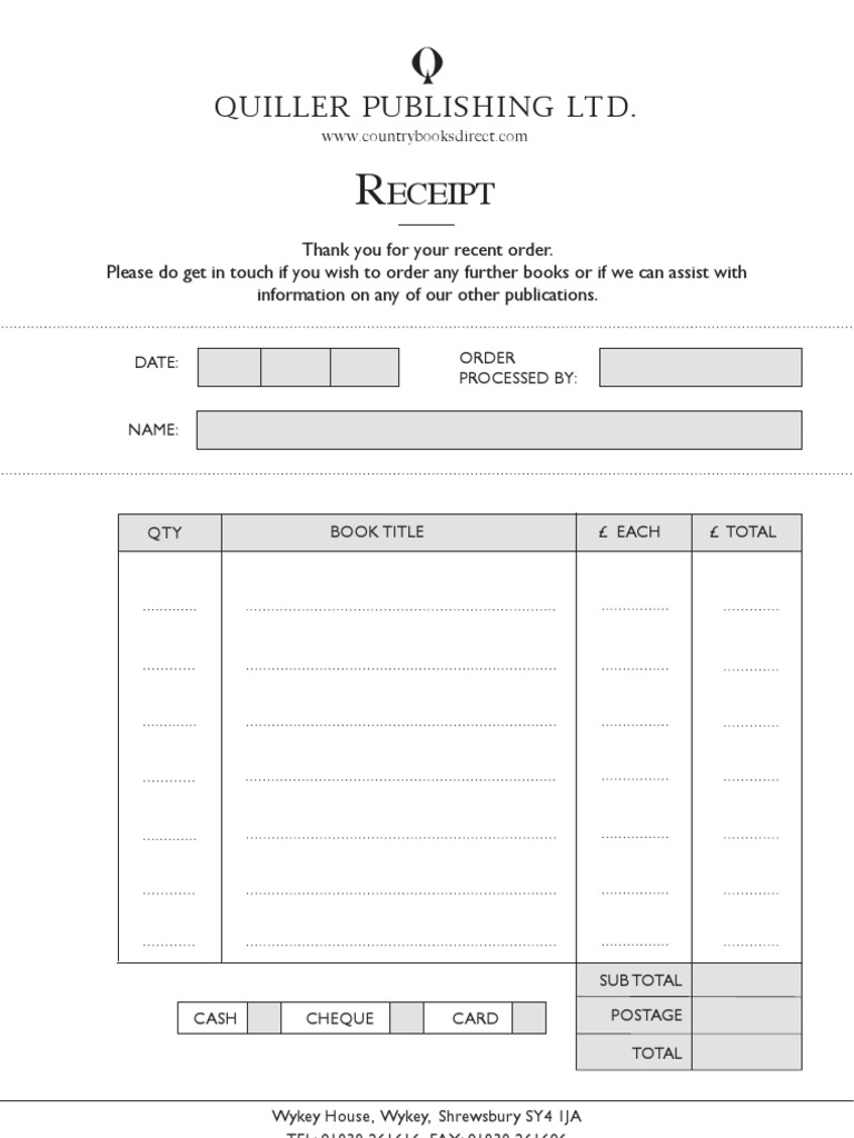 Quiller Publishing Order Receipt | PDF