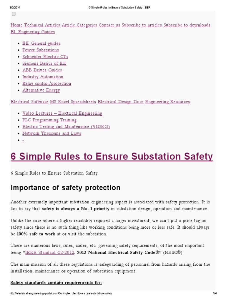 6 Simple Rules To Ensure Substation Safety - EEP | PDF | Safety ...