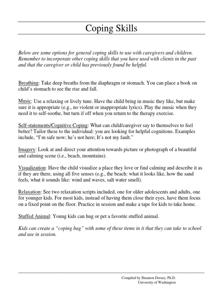 Coping Skills Handout | PDF | Mindfulness | Relaxation (Psychology)