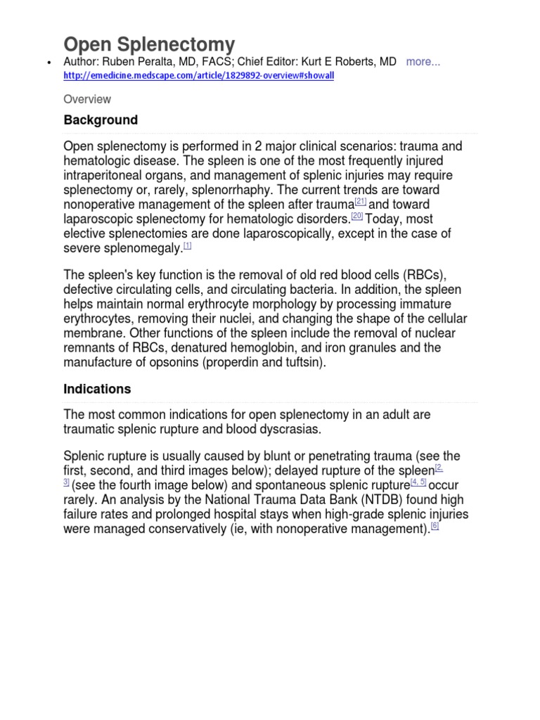 Open Splenectomy | Download Free PDF | Spleen | Major Trauma