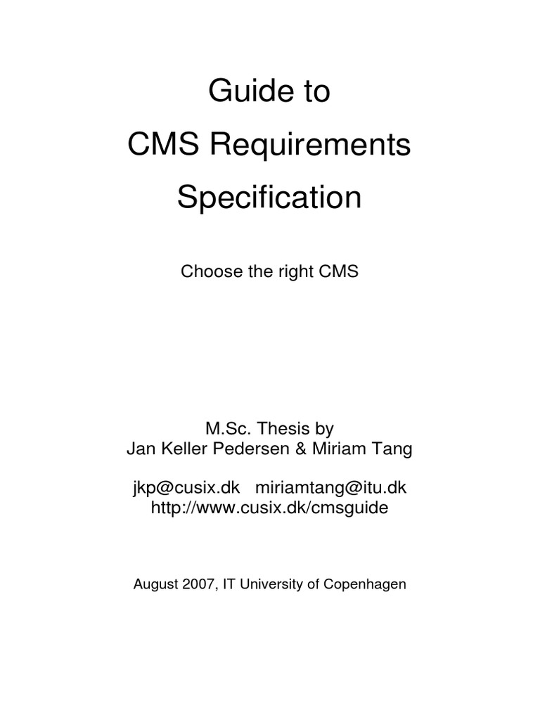 Guide To CMS Requirements Template | PDF | Sales | Websites