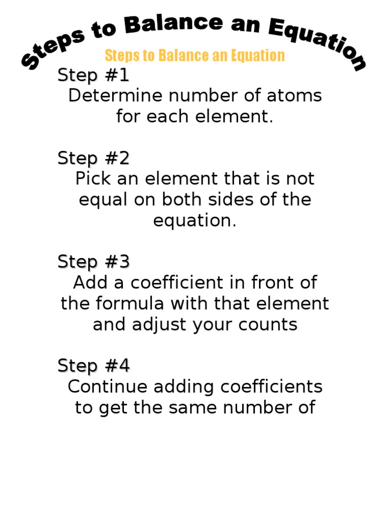 Steps To Balance An Equation | PDF
