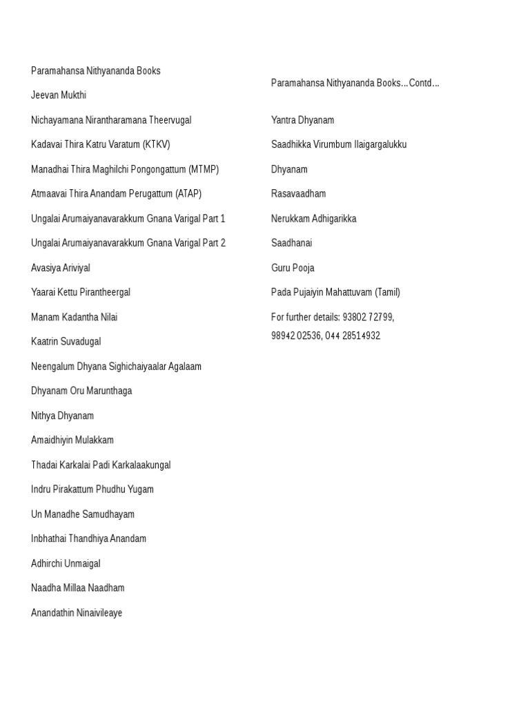 Nithyananda's Tamil Spiritual Books | PDF | Social Science | Art