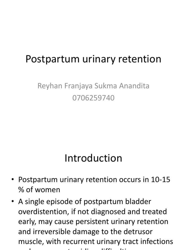 Postpartum Urinary Retention | PDF | Urinary Incontinence | Postpartum Period