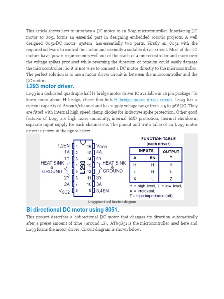 DC Motor | PDF | Instruction Set | Microcontroller