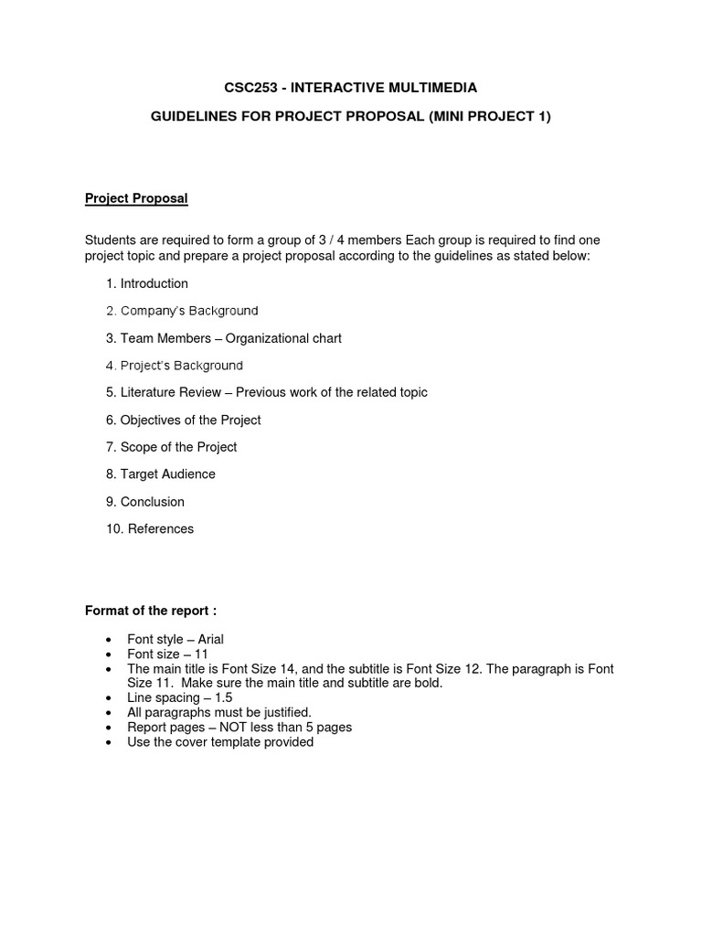 CSC253 Mini Project Proposal Guidelines | PDF
