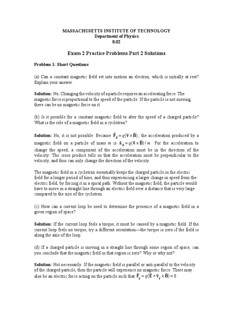 Exam 2 Practice Problems Part 2 Solutions Pdf Torque Force