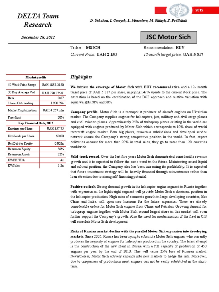 Delta Report MSICH | PDF | Discounted Cash Flow | Cost Of Capital