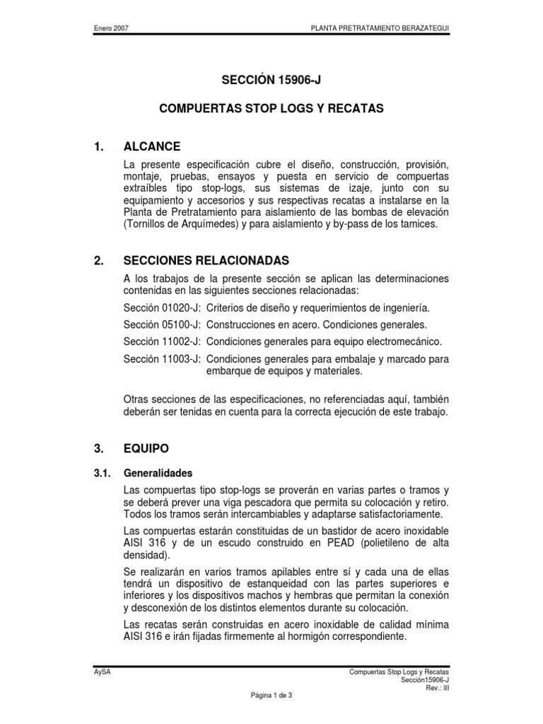 Compuertas Stop Logs en Berazategui | PDF | Sectores Economicos ...