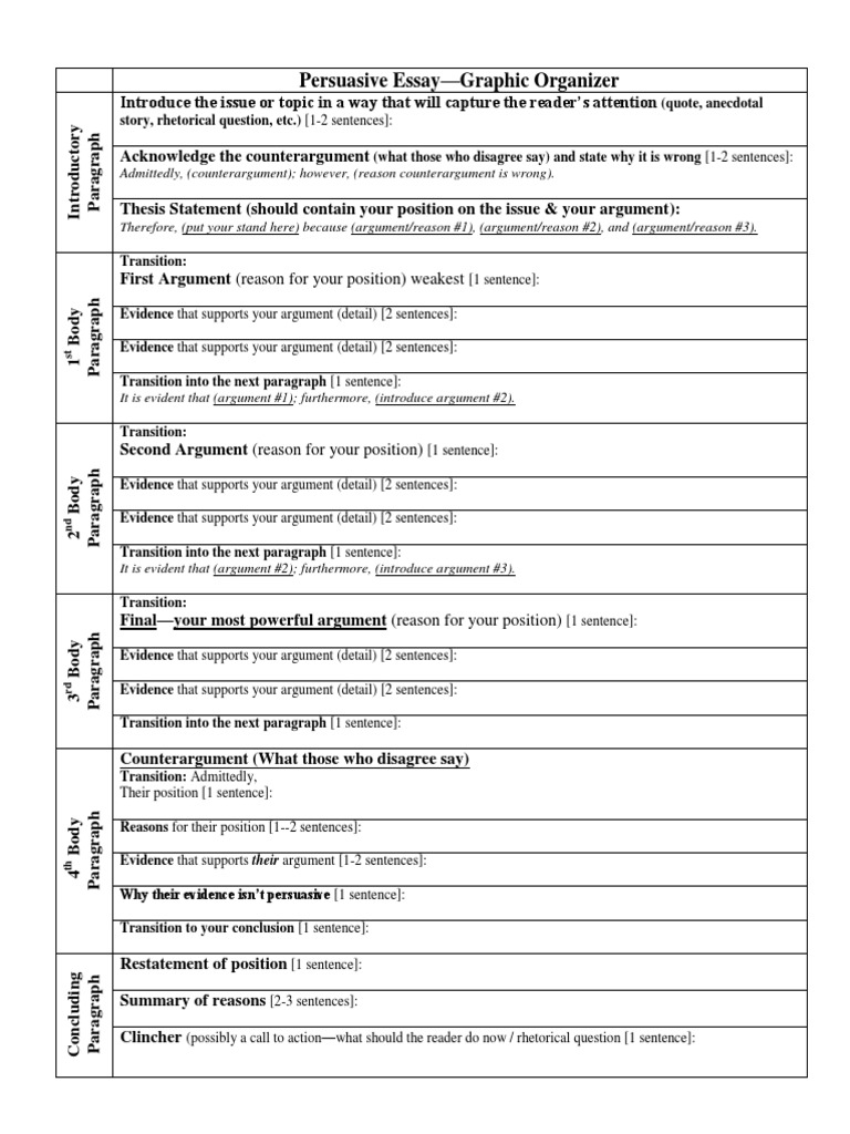 Persuasive Essay Graphic Organizer | PDF | Argument | Essays