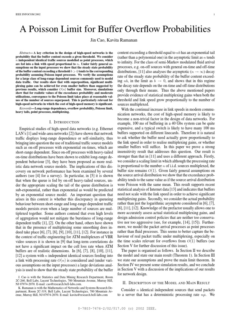 A Poisson Limit For | PDF | Stochastic Process | Poisson Distribution