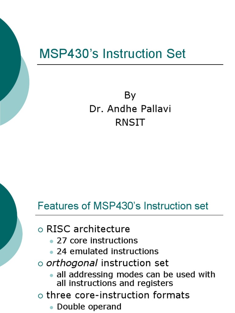 MSP430's Instruction Set | PDF | Instruction Set | Subroutine
