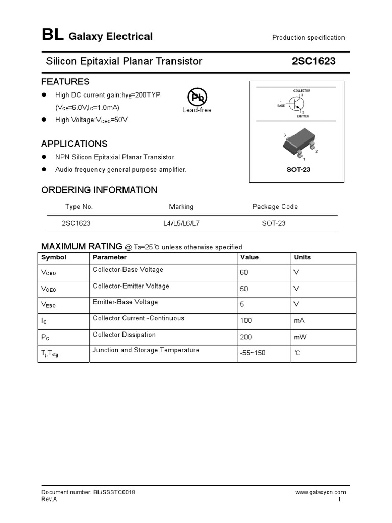 2SC1623 L4 L5 L6 L7 | PDF | Transistor | Electrical Equipment