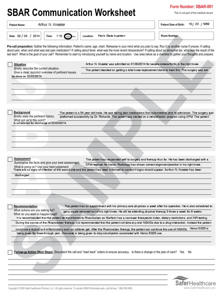 SBAR Example | Childbirth | Surgery