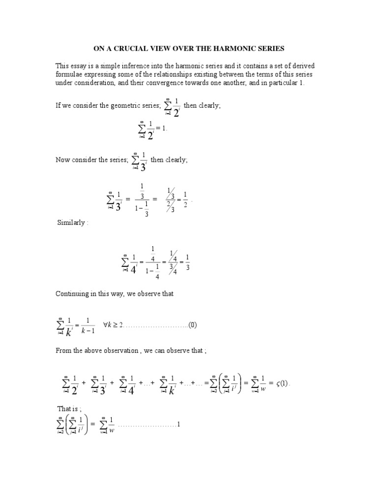 On The Harmonic Series | PDF | Series (Mathematics) | Theorem