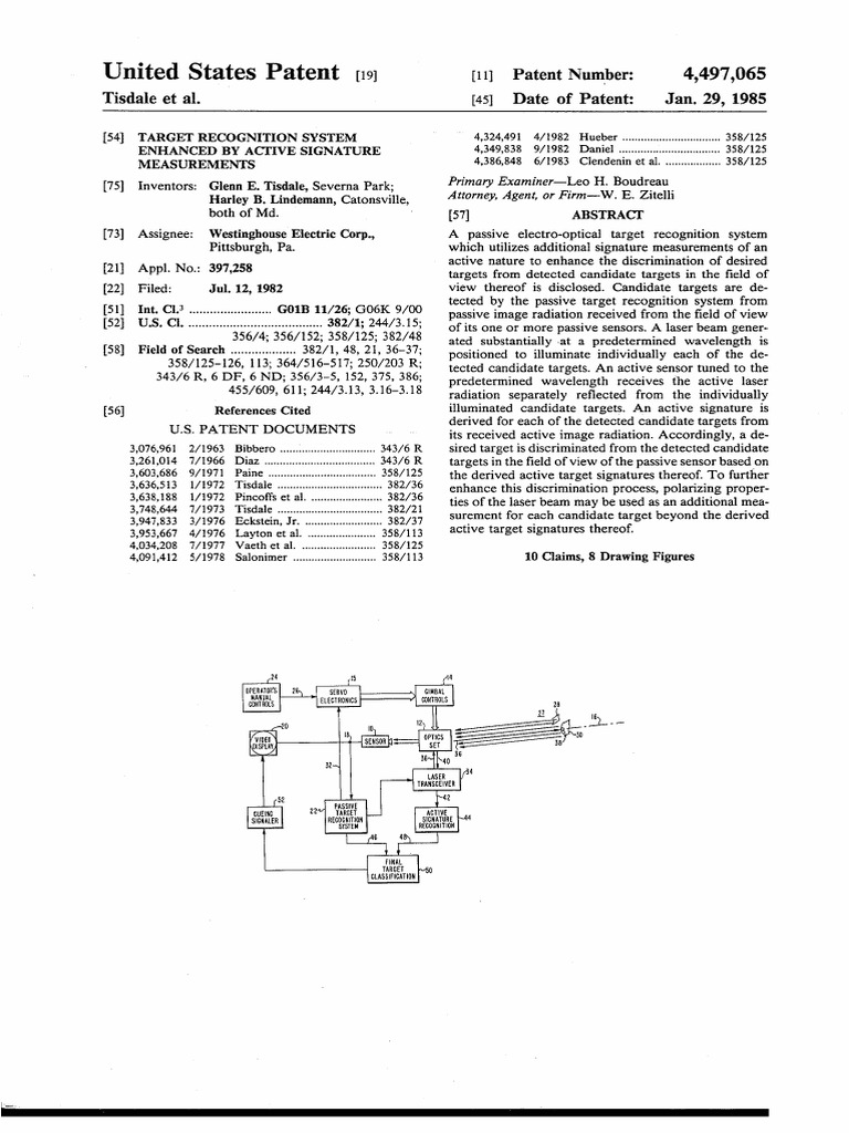 Tisdale Et Al. Patent US4497065 - Target Recognition System Enhanced by ...