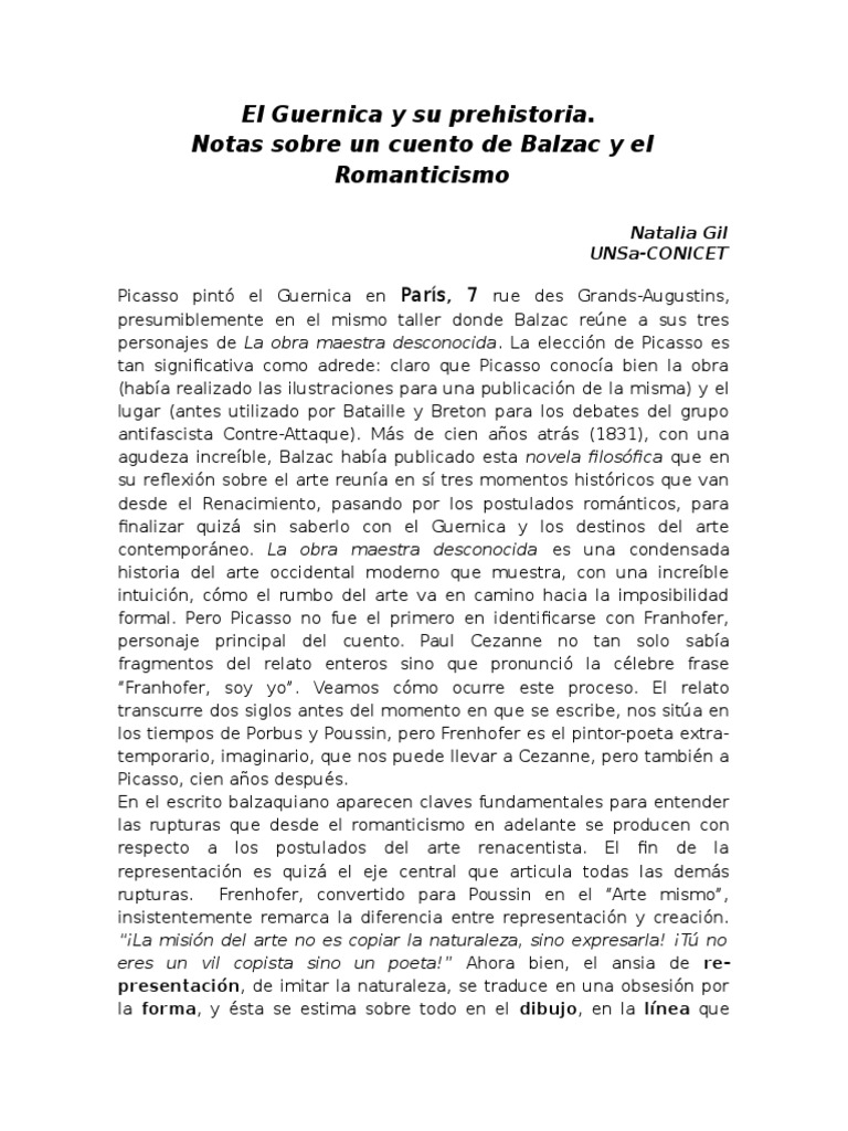 El Guernica y Su Prehistoria | PDF | Pablo Picasso | Estética