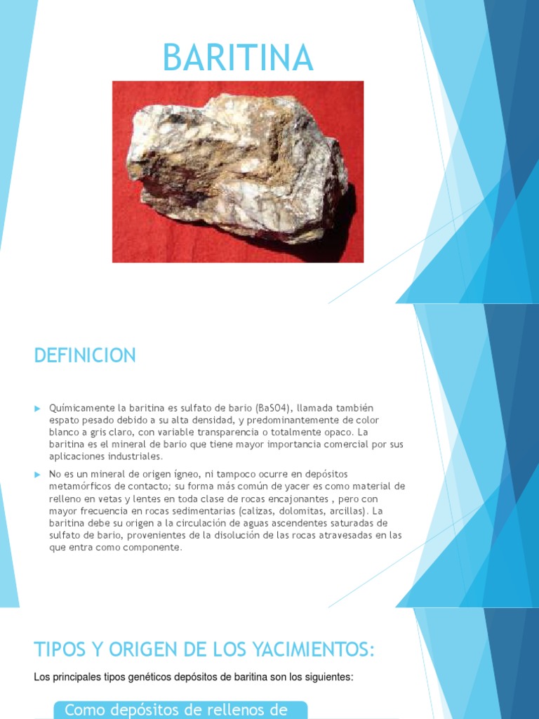 Baritina: Definición y Aplicaciones | PDF | Roca (geología) | Estrato