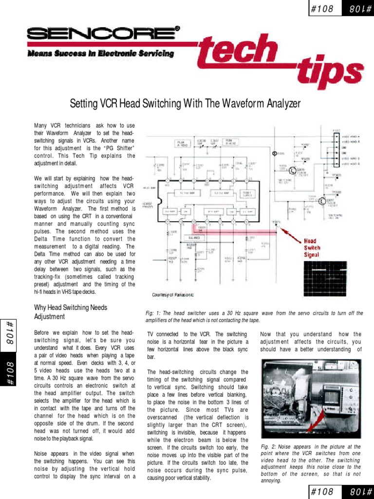 Sencore Tech Tip # 108 | PDF | Videocassette Recorder | Video