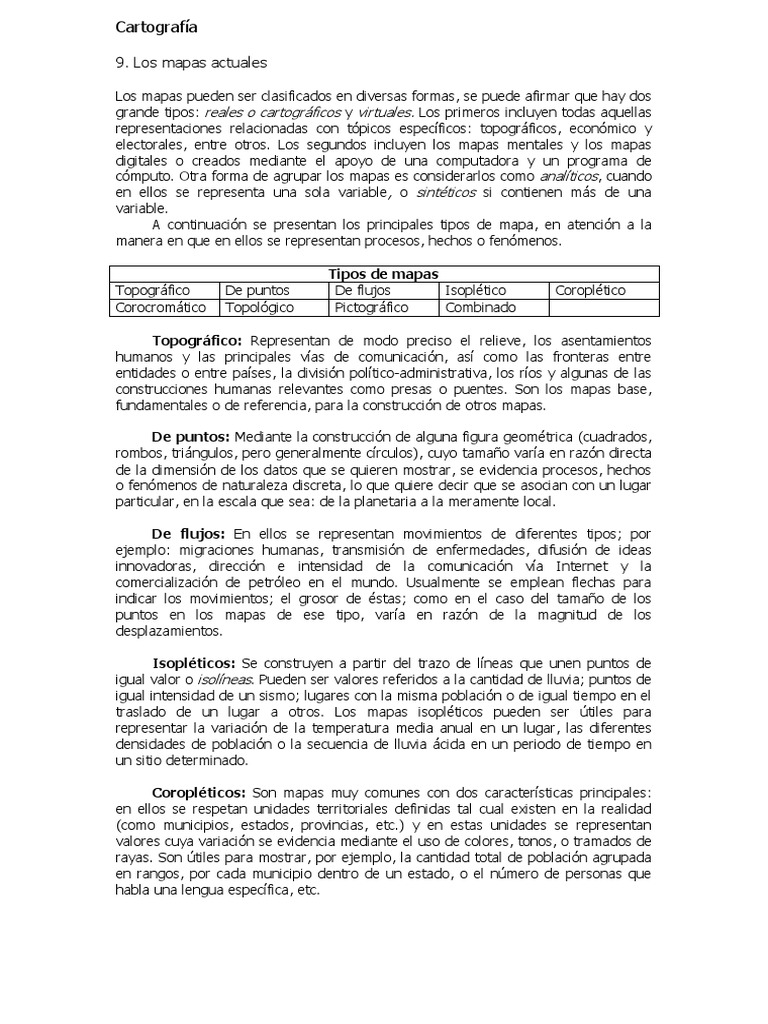 Tipos de Mapas en la Actualidad | PDF | Mapa | Cartografía