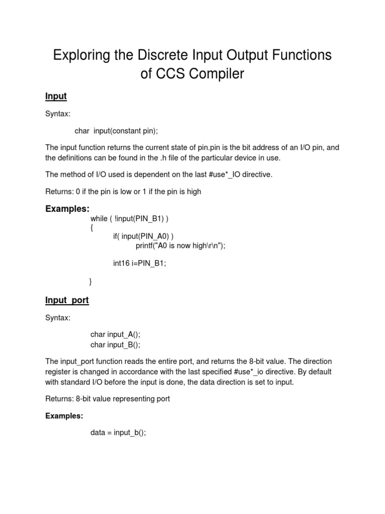 CCS C Output Input Functions Lecture1 PDF | PDF | Input/Output ...