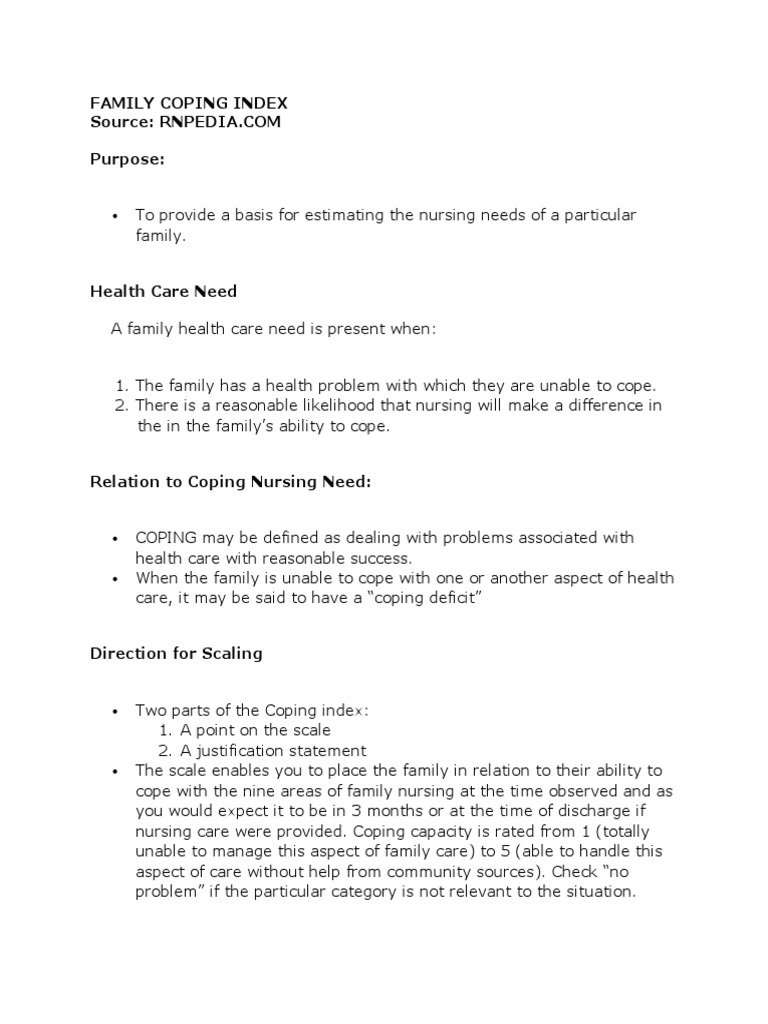 Family Coping Index.. | PDF | Relaxation (Psychology) | Health Care