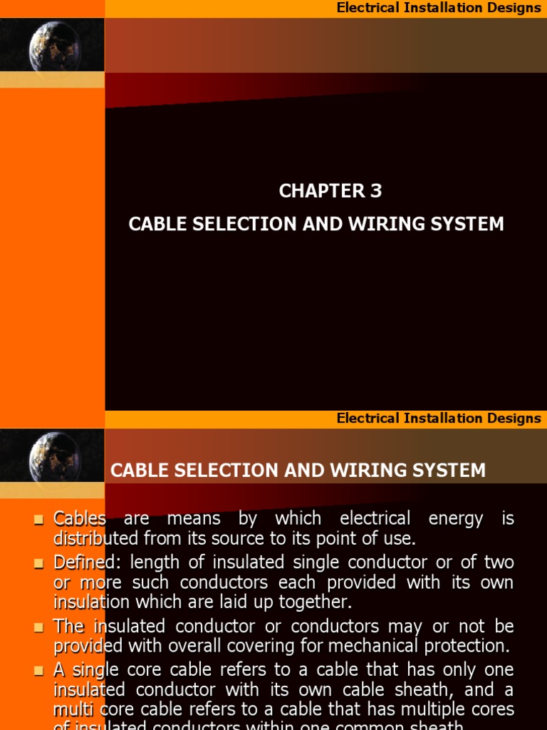 Cable Selection and Wiring System | PDF | Electrical Wiring | Insulator ...