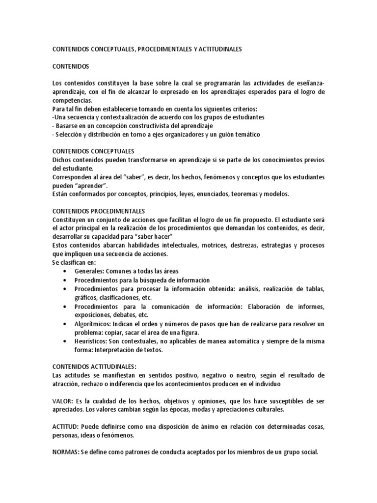 Contenidos Conceptuales | PDF | Aprendizaje | Actitud (psicología)