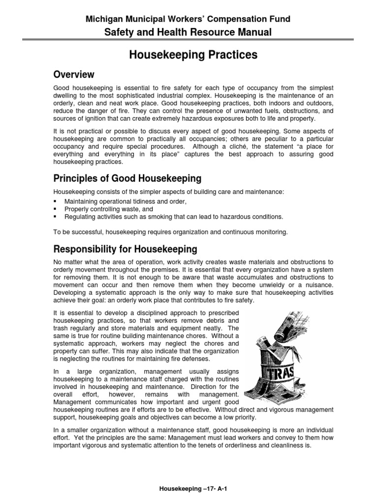 Housekeeping Practices: Safety and Health Resource Manual | PDF ...