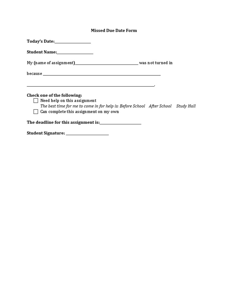Missed Due Date Form | PDF | Finance & Money Management