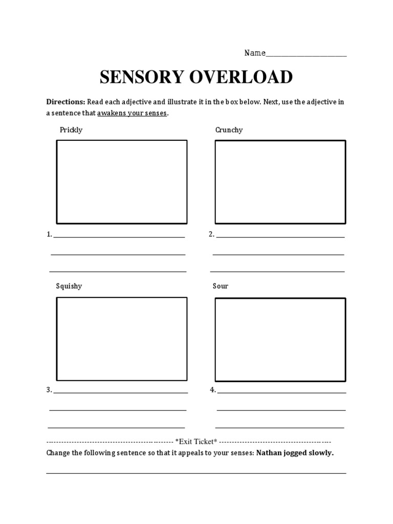 Sensory Overload Activity Worksheet | PDF