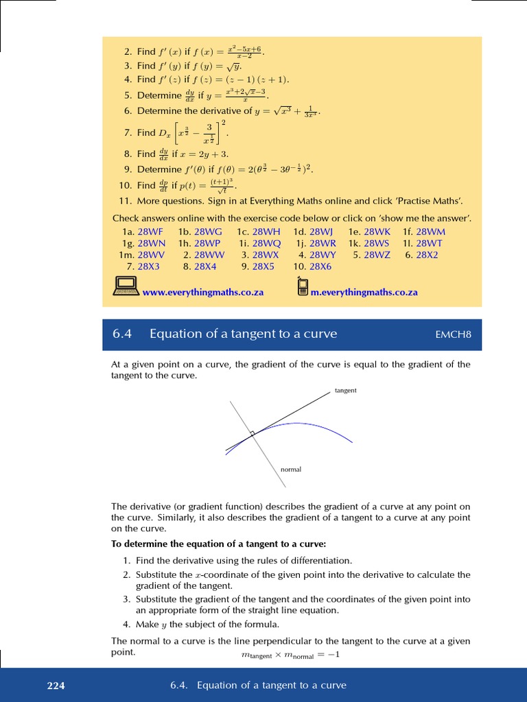 Derivatives and Tangent Equations Guide | PDF