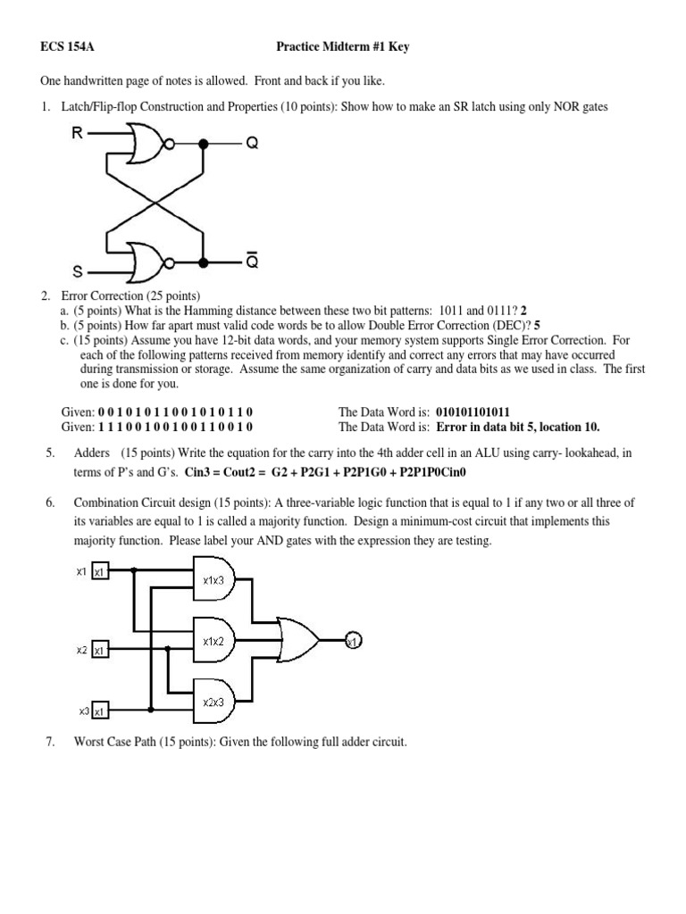ECS 154A Midterm Key | PDF | Theoretical Computer Science | Computer Engineering