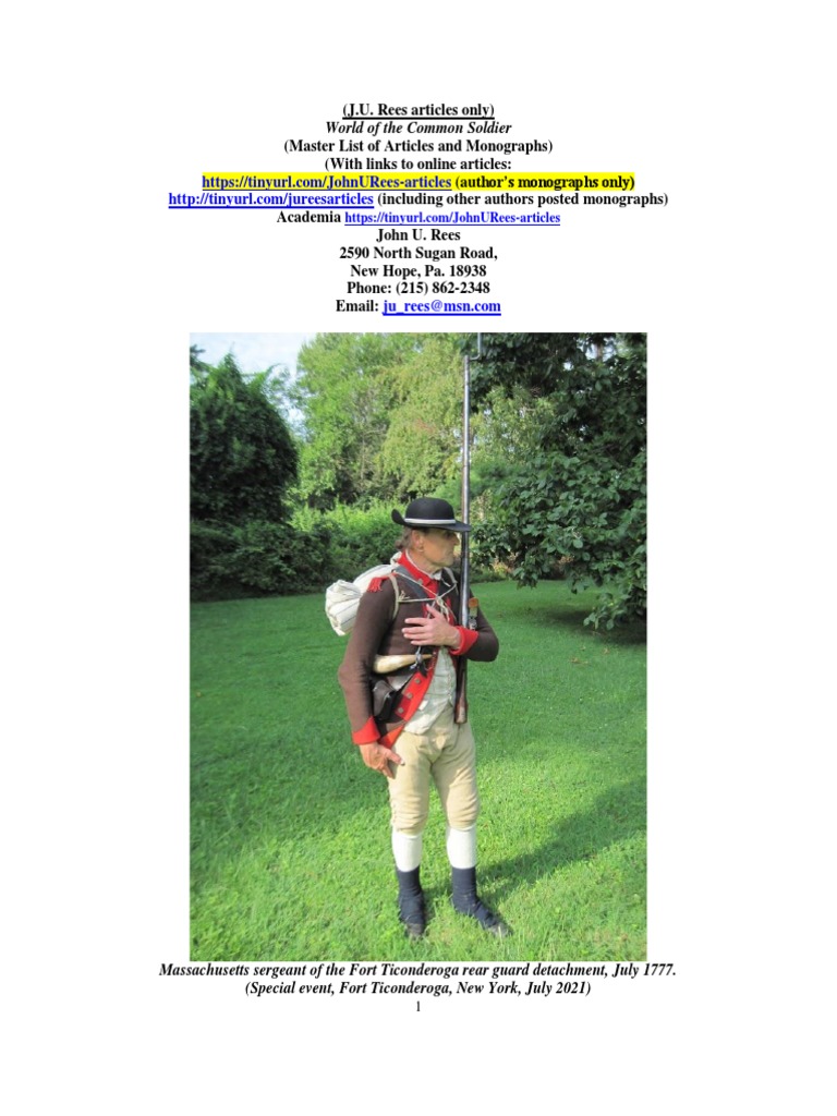 John U. Rees: Common Soldier Studies | PDF | Valley Forge | Regiment