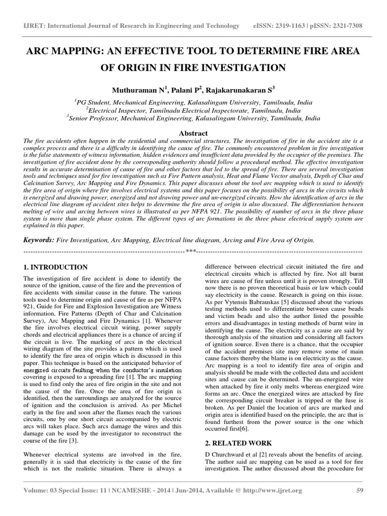 Arc Mapping An Effective Tool To Determine Fire Area of Origin in Fire ...