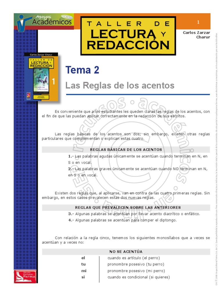 La Acentuación, Reglas de Los Acentos | PDF | Adverbio | Sintaxis