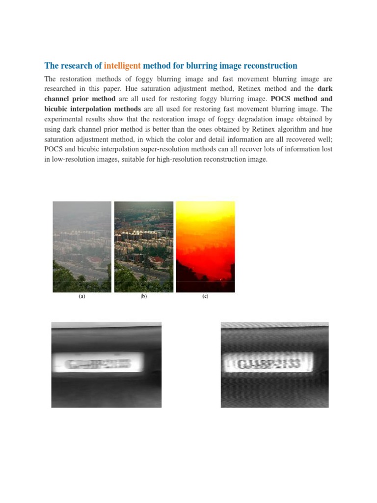 The Research of Method For Blurring Image Reconstruction: Intelligent ...