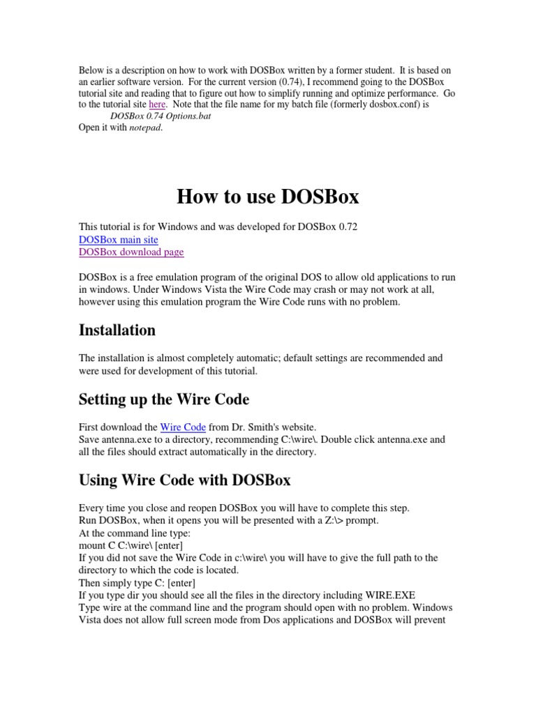How To Use Dosbox: Installation | PDF | X86 Architecture | Command Line ...