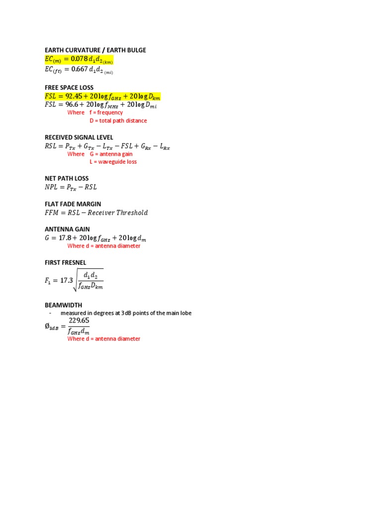 Microwave Design Formula | PDF | Teaching Methods & Materials