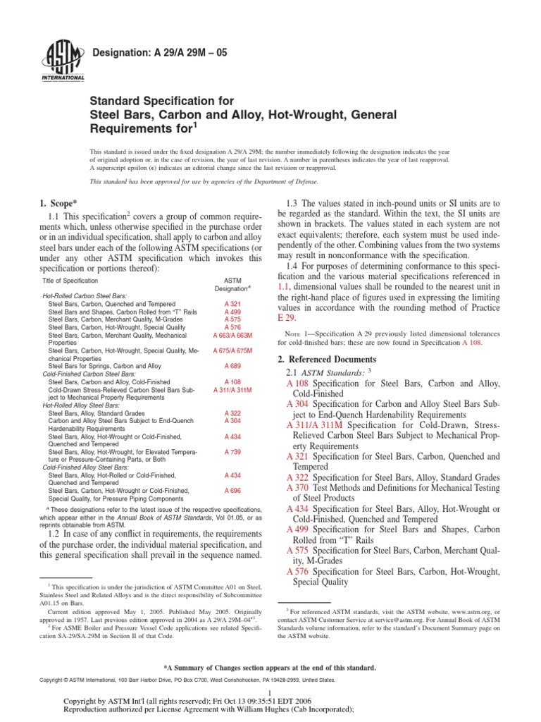 ASTM A29 Standard Specification Steel Bars Carbon and Alloy Hot Wrought ...